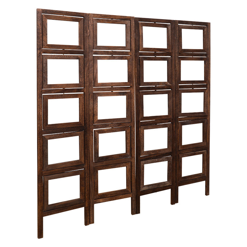 Latitude Run® Oscar Ii 4 Panel Paulownia Wood Freestanding Picture Frame Room Divider Folding ...